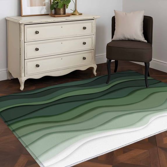 3'x5' Area Rugs, Sage Green Stripes Indoor Outdoor Area Rug for Living ...