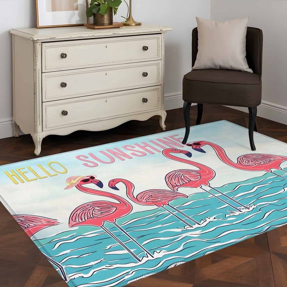 3'x5' Area Rugs, Summer Cute Flamingo Indoor Outdoor Area Rug for ...
