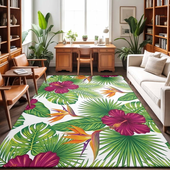 3'x5' Area Rugs, Summer Green Palm Tree Indoor Outdoor Area Rug for ...