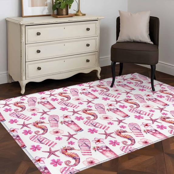 3'x5' Area Rugs, Summer Pink Flower Slipper Indoor Outdoor Area Rug for ...