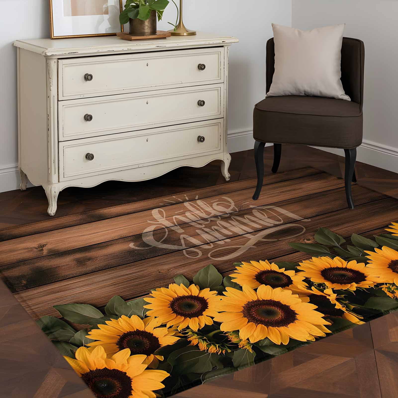 3'x5' Area Rugs, Sunflower Indoor Outdoor Area Rug for Living Room ...