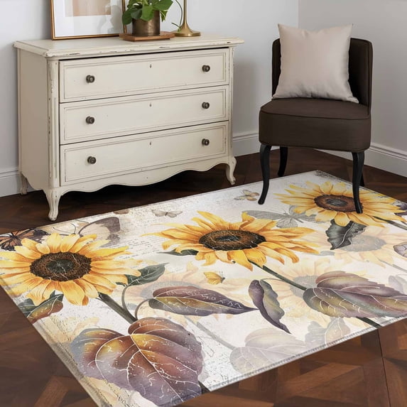 3'x5' Area Rugs, Sunflower Indoor Outdoor Area Rug for Living Room ...