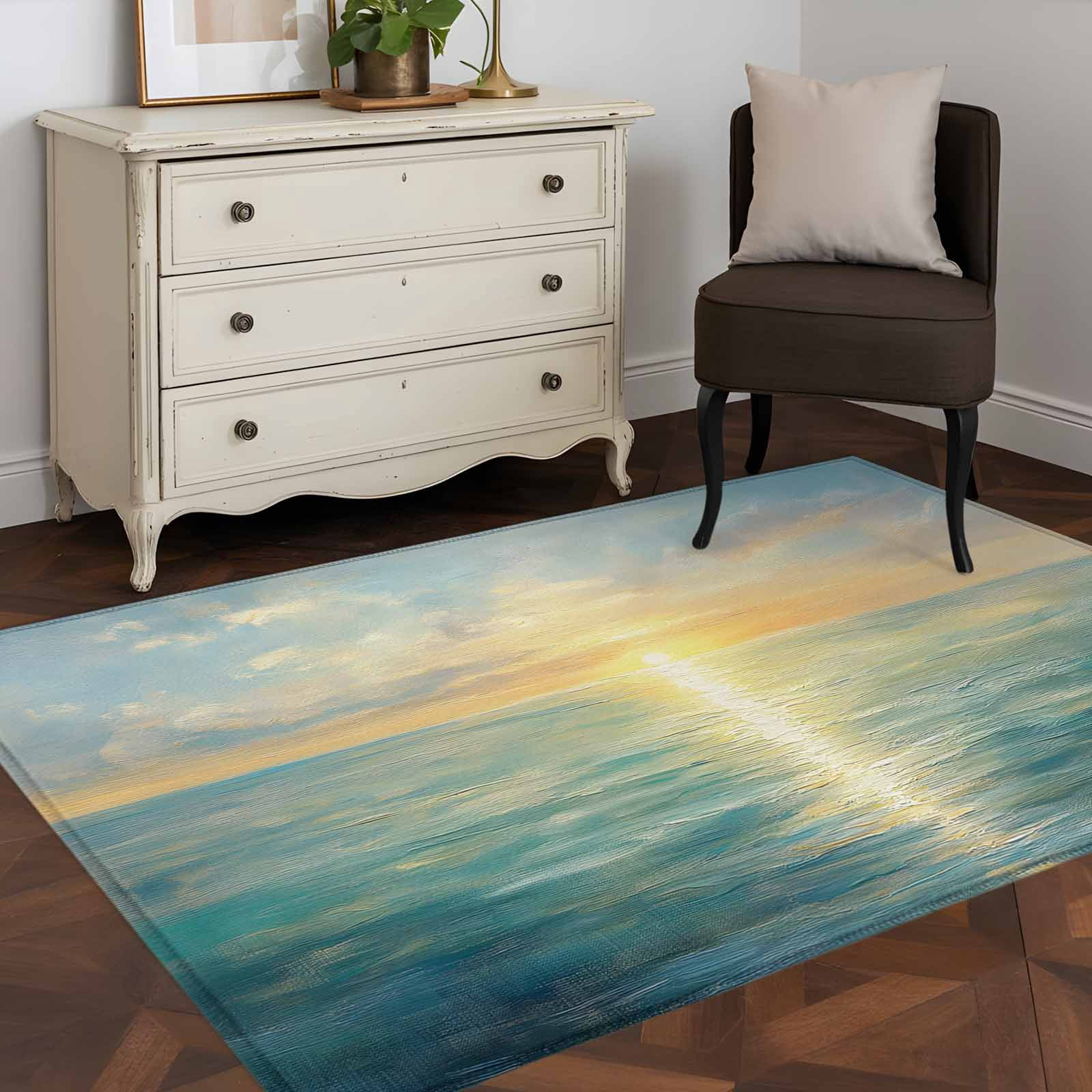 3'x5' Area Rugs, Sunset Ocean Indoor Outdoor Area Rug for Living Room ...