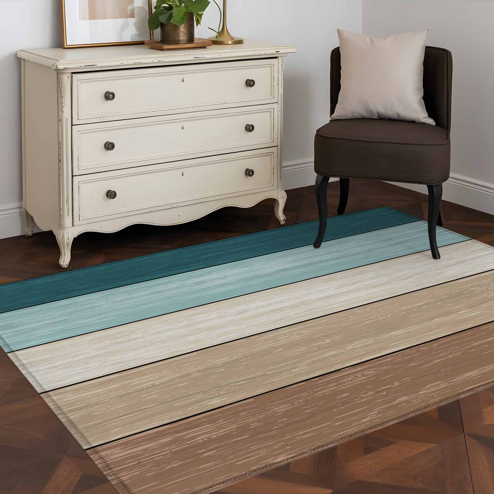 3'x5' Area Rugs, Teal Brown Indoor Outdoor Area Rug for Living Room ...