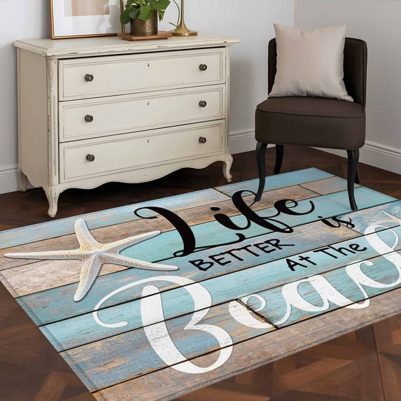 3'x5' Area Rugs, Turquoise Beach Indoor Outdoor Area Rug for Living ...