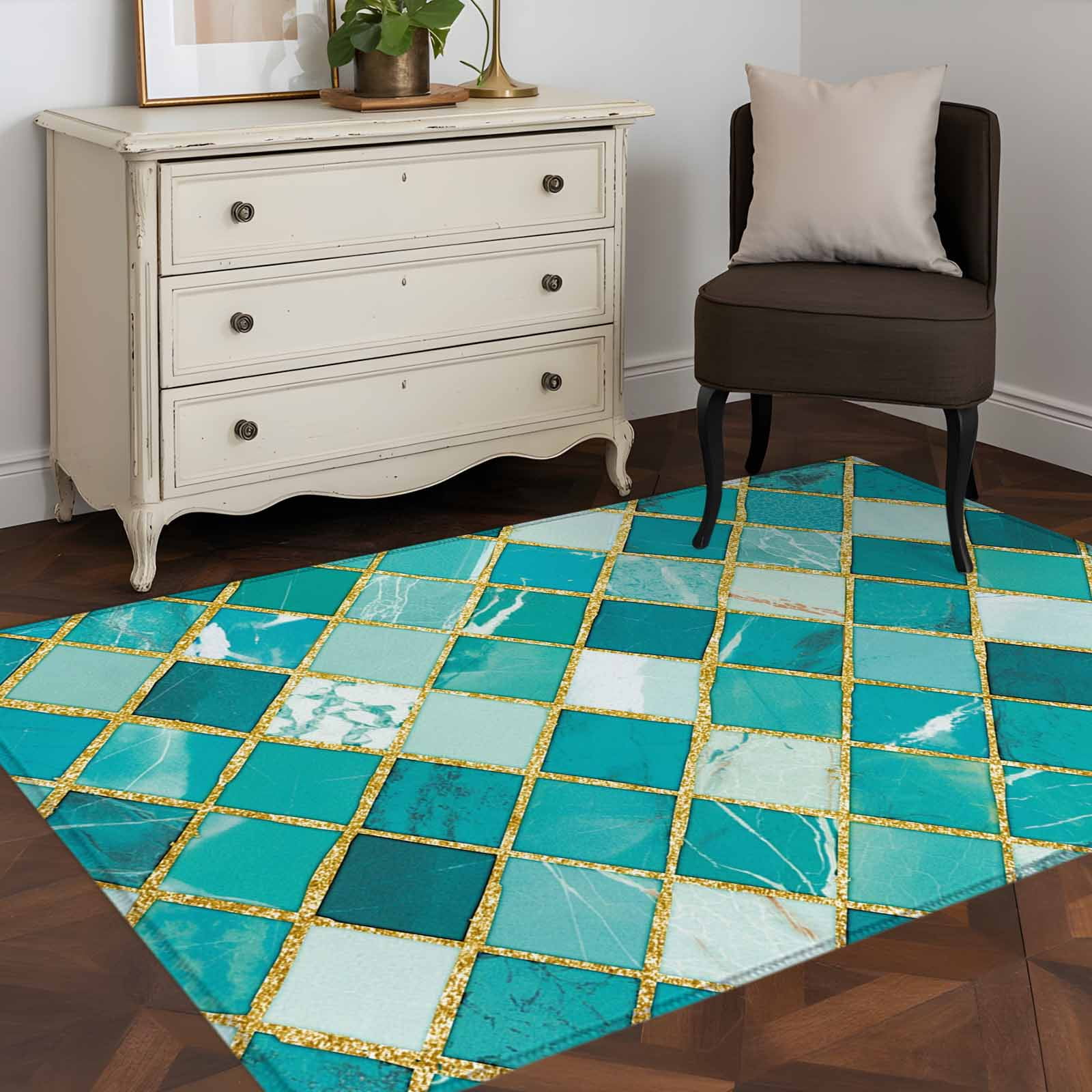 3'x5' Area Rugs, Turquoise Ombre Indoor Outdoor Area Rug for Living ...
