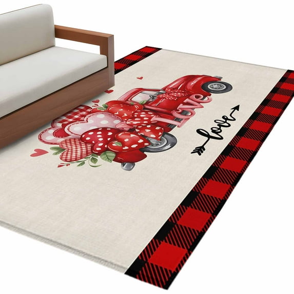3'x5' Area Rugs Valentine's Day Washable Area Rugs Non-Slip Indoor ...