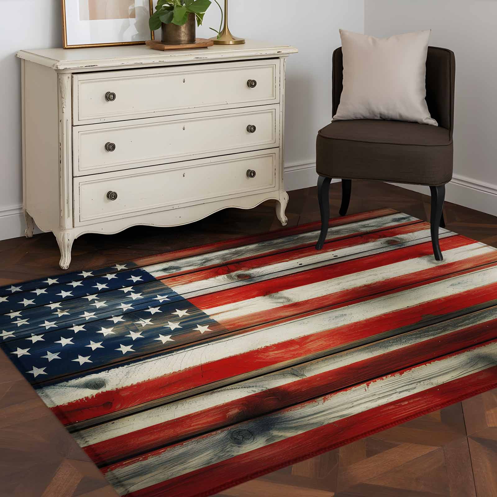 3'x5' Area Rugs, Vintage American Flag Indoor Outdoor Area Rug for ...