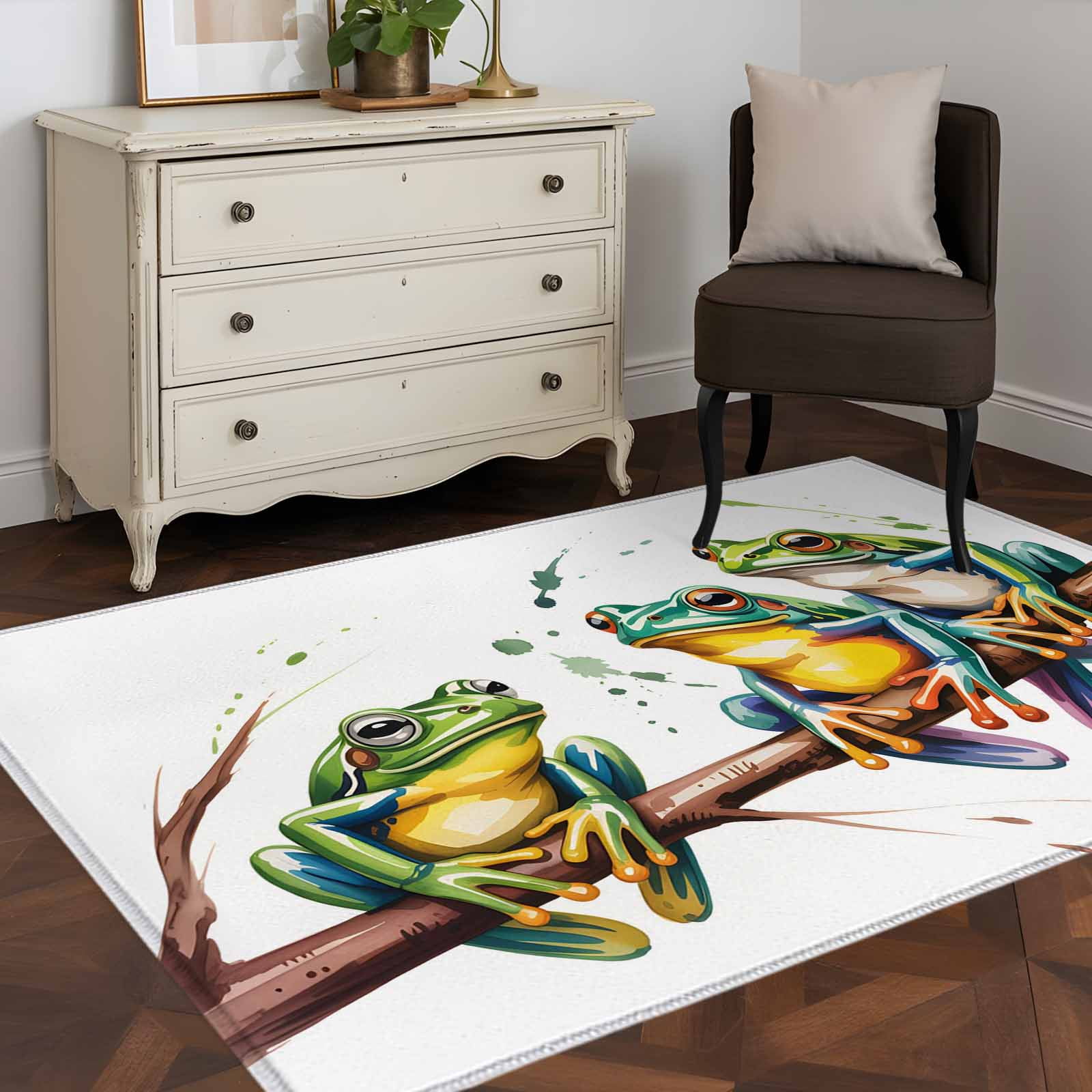 3'x5' Area Rugs, Watercolor Frog Indoor Outdoor Area Rug for Living ...