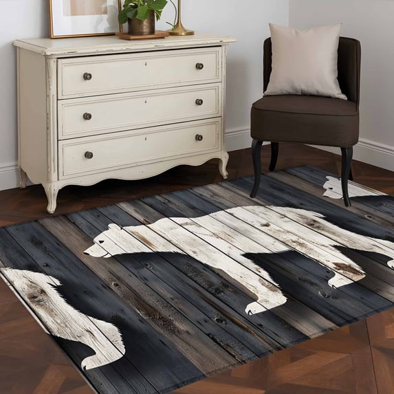 3'x5' Area Rugs, White Brown Bear Indoor Outdoor Area Rug for Living ...