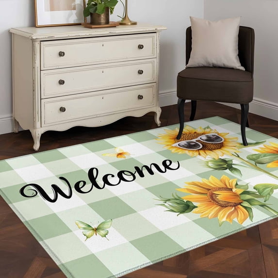 3'x5' Area Rugs, Yellow Sunflowers Indoor Outdoor Area Rug for Living ...