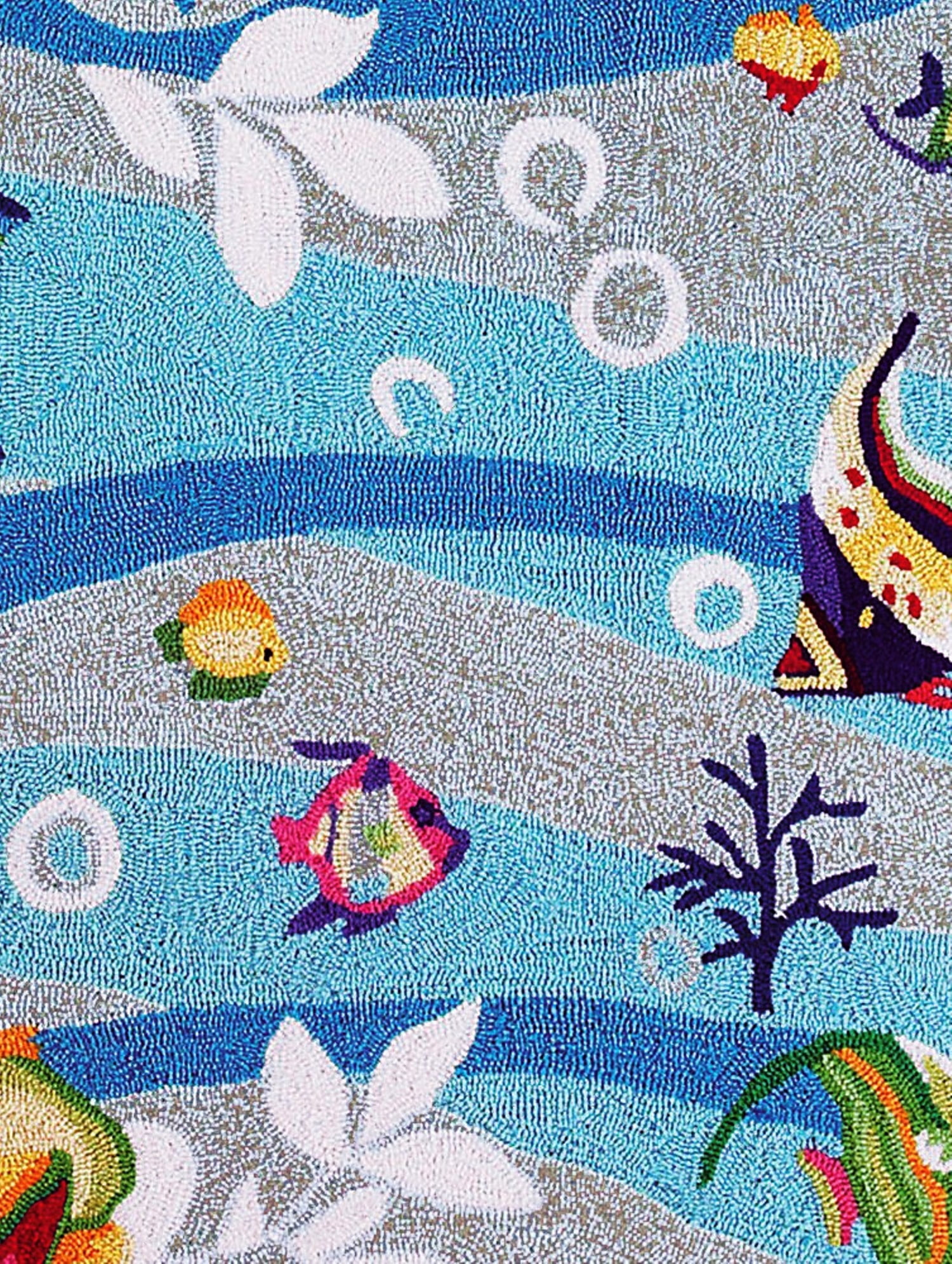 3'x5' Blue Hand Hooked Marine Life Indoor Area Rug - Walmart.com