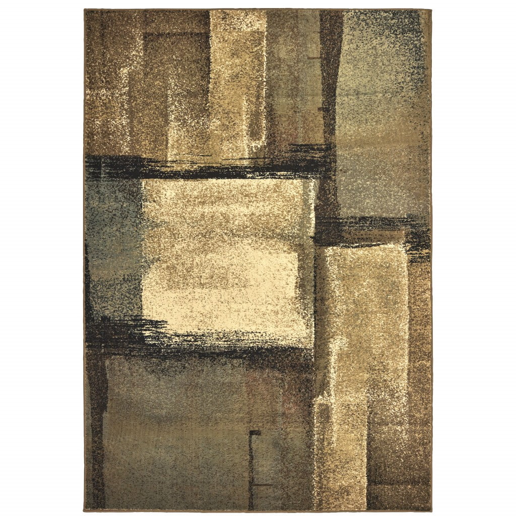 3â€™x5â€™ Brown and Beige Distressed Blocks Area Rug - Walmart.com