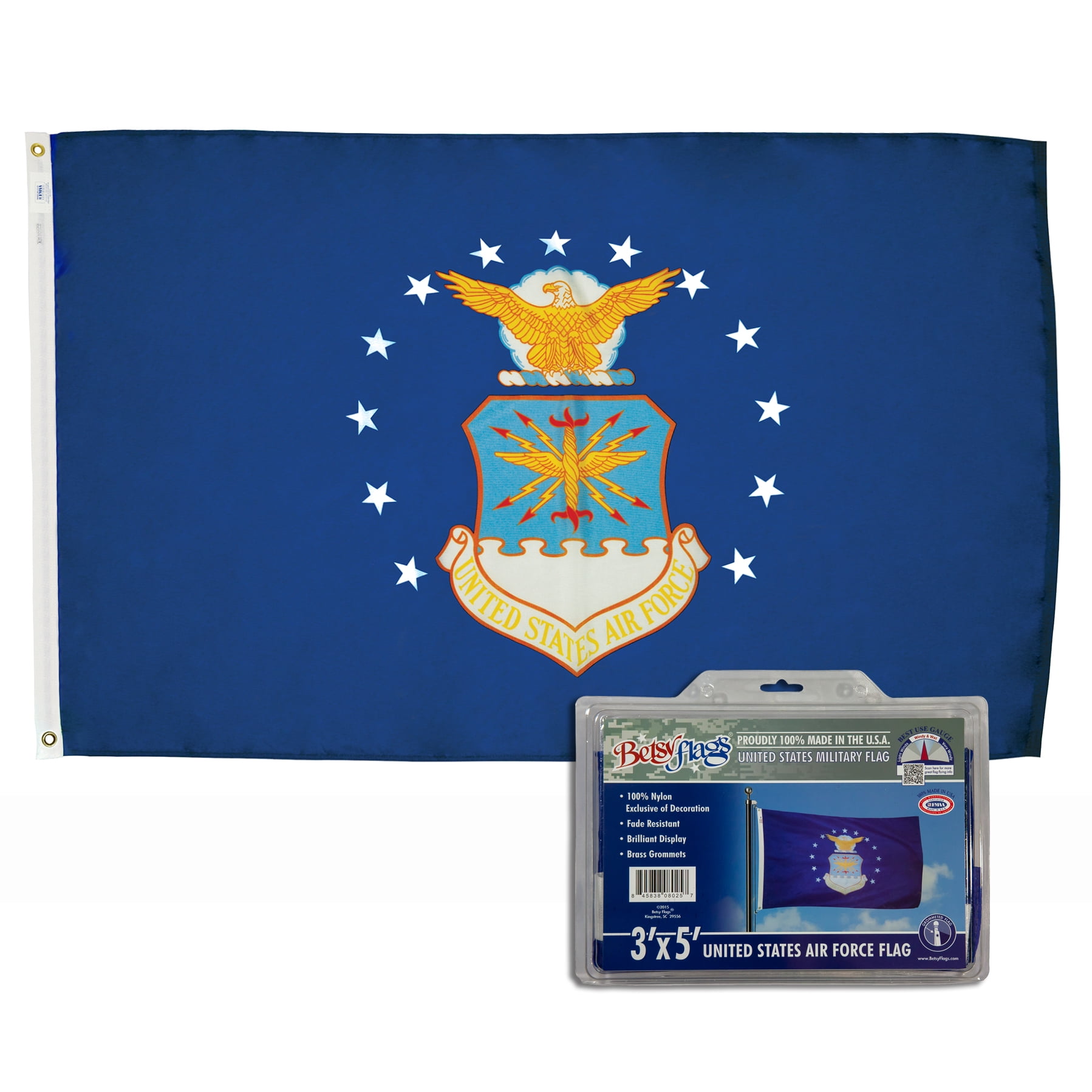 3'x5' Printed Nylon Grommeted US Air Force Military Flag by Betsy Flags ...
