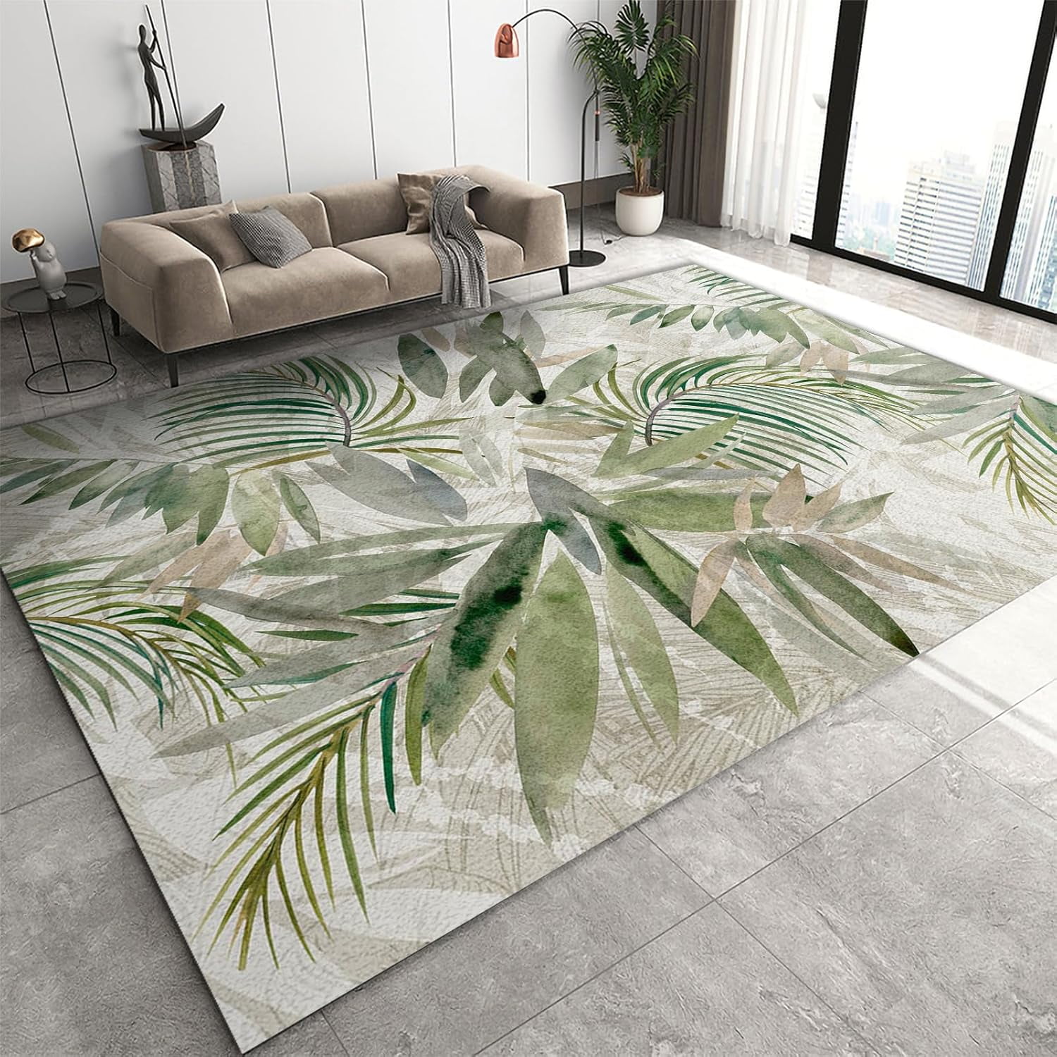 3'x5' Rug Non Slip Retro Tropical Green Plants Small Entryway Mats ...
