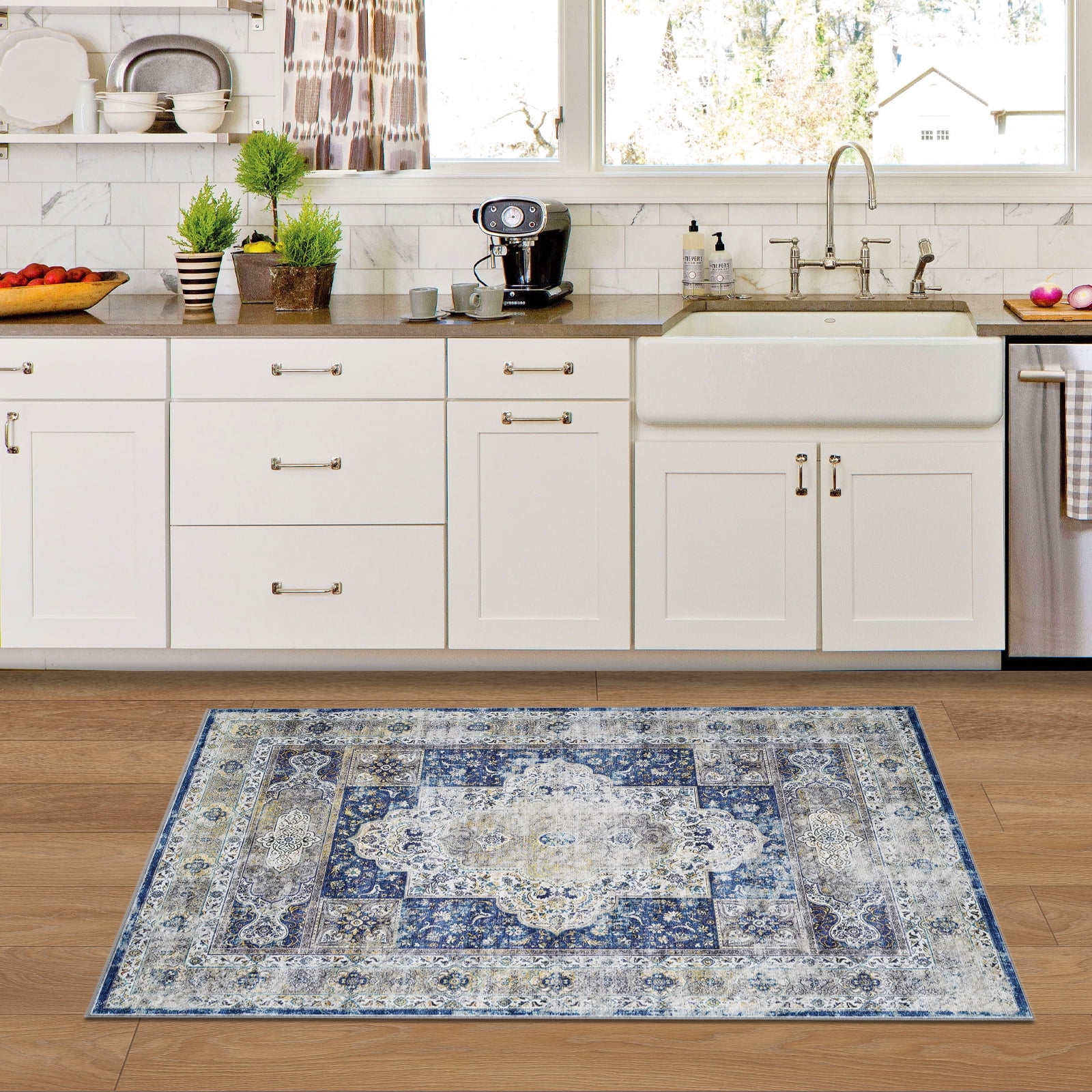 3'x5' Traditional Area Rugs for Kitchen, Non-Slip Indoor Thin Carpet ...