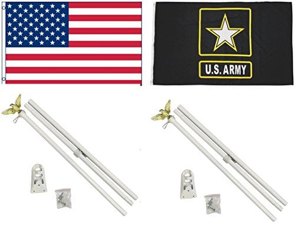 3'x5' US AMERICAN and US ARMY Black & Gold Star Polyester Flags and TWO ...