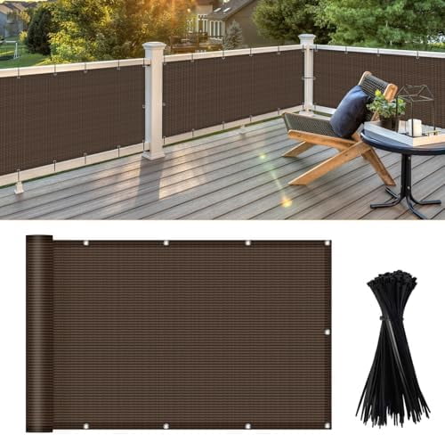 3'x6' Brown Balcony Screen Privacy Fence Cover UV Protection (HDPE ...