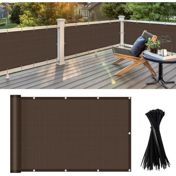 3'x6' Brown Balcony Screen Privacy Fence Cover UV Protection (HDPE ...