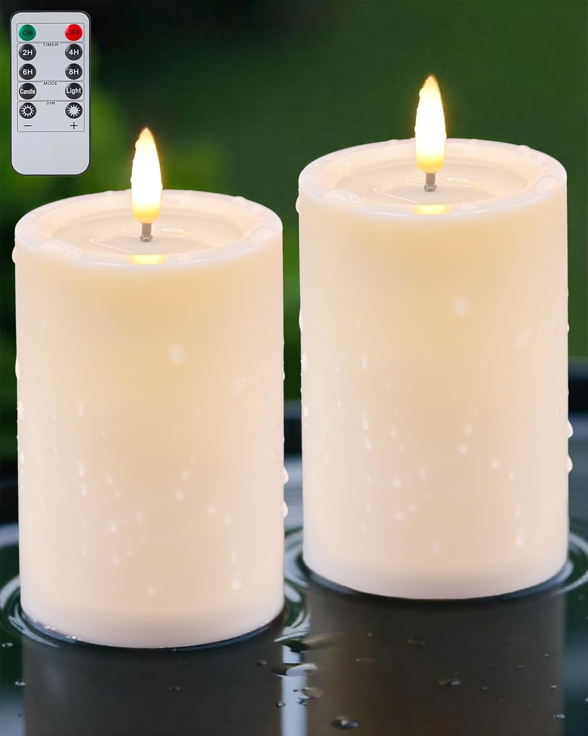 3"x6" Outdoor Waterproof Flameless Candles with Remote and Timers, LED ...