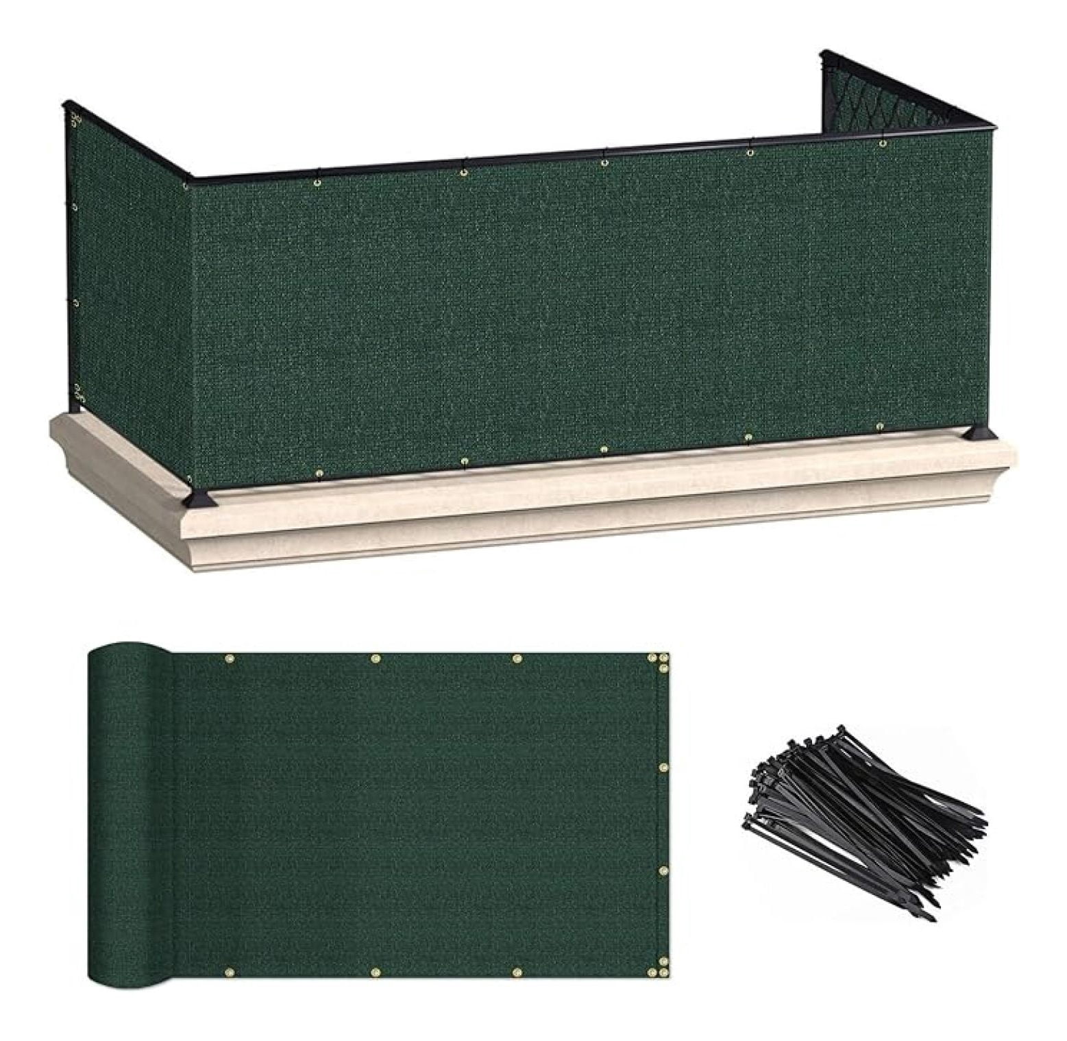 3'x64' Balcony Privacy Fence Screen with Zip Ties, Outdoor UV ...