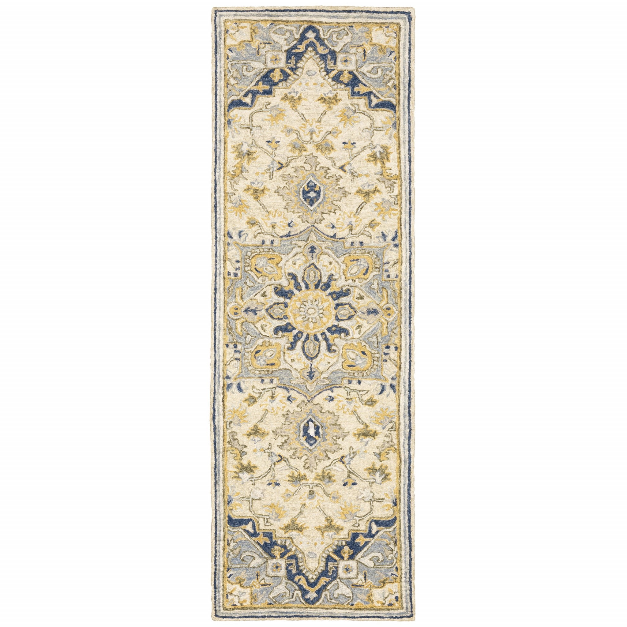 3'x8' Blue and Ivory Bohemian Runner Rug - Walmart.com