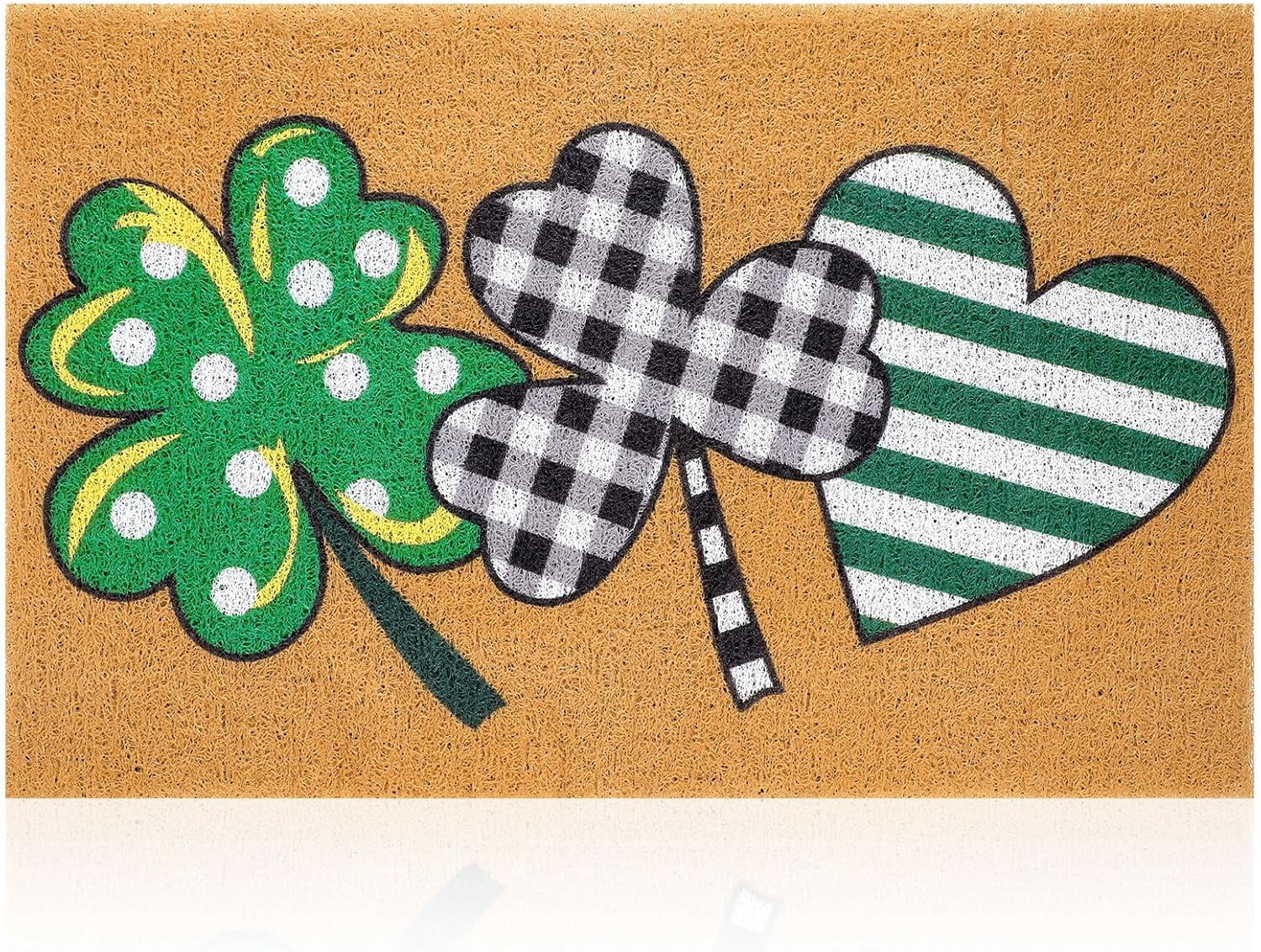 30*17inches St Patrick's Day Shamrock Door Mat Plaid Clover Imitation ...