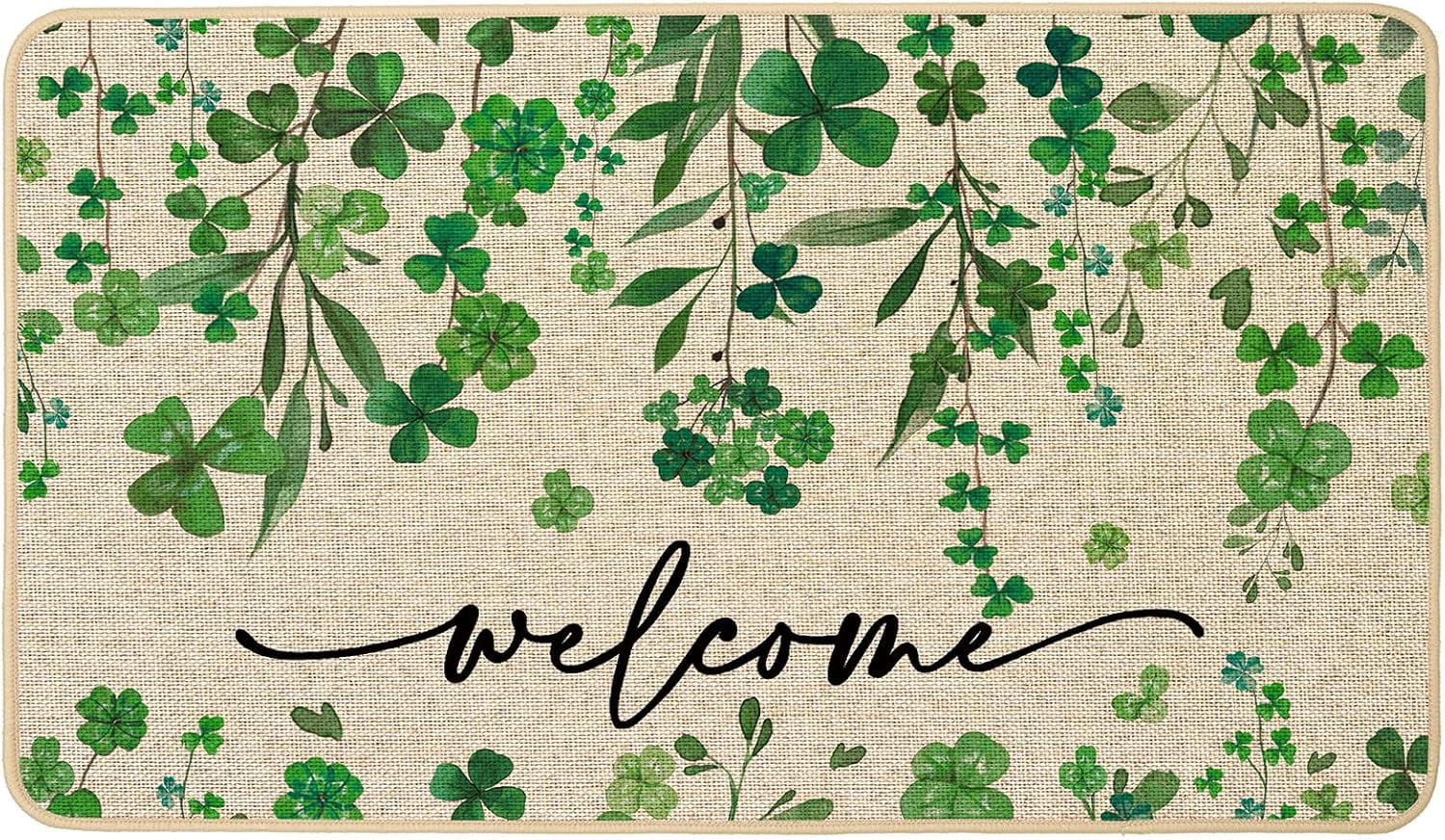 30*17inches St Patrick's Day Welcome Doormat Rug , Lucky Green Shamrock ...