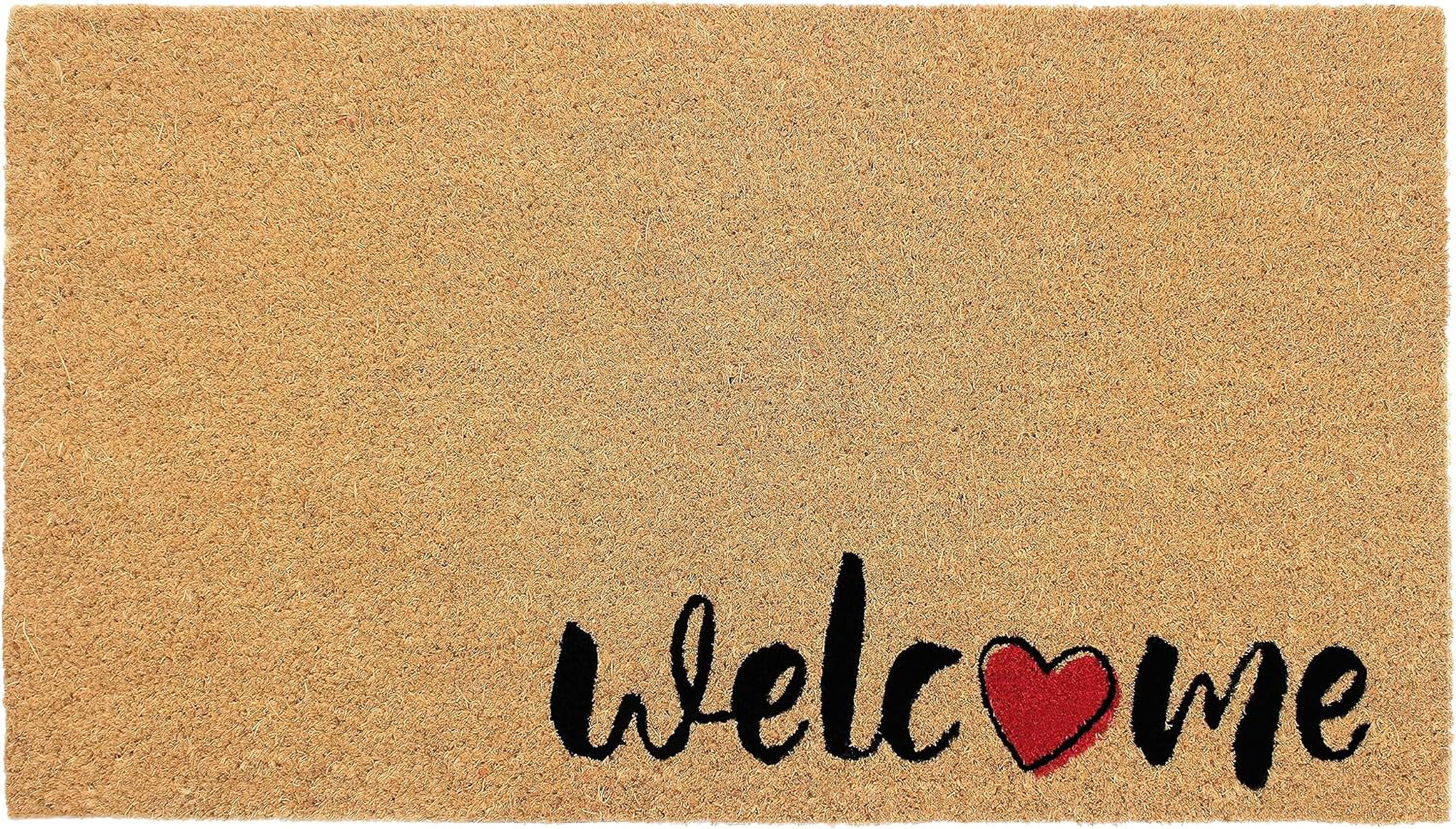 30*17inches Welcome Heart Coco Doormat - Non Slip Dirt Trapping - Low ...