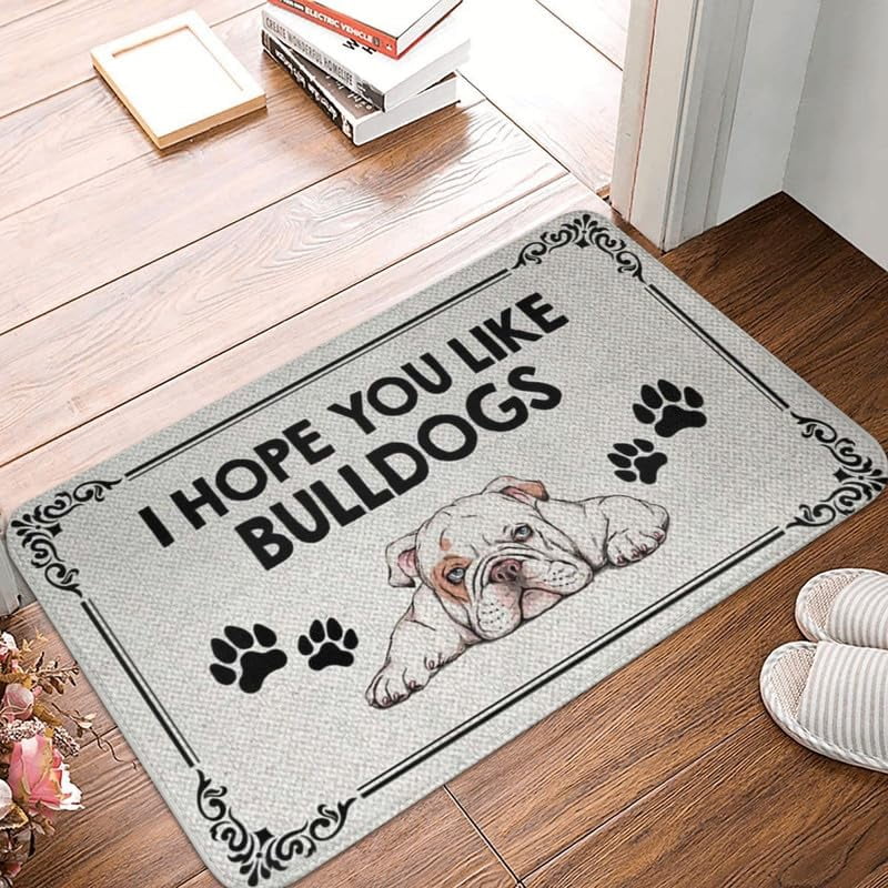 30*17inches Welcome Mats for Front Door I Hope You Like Bulldogs ...