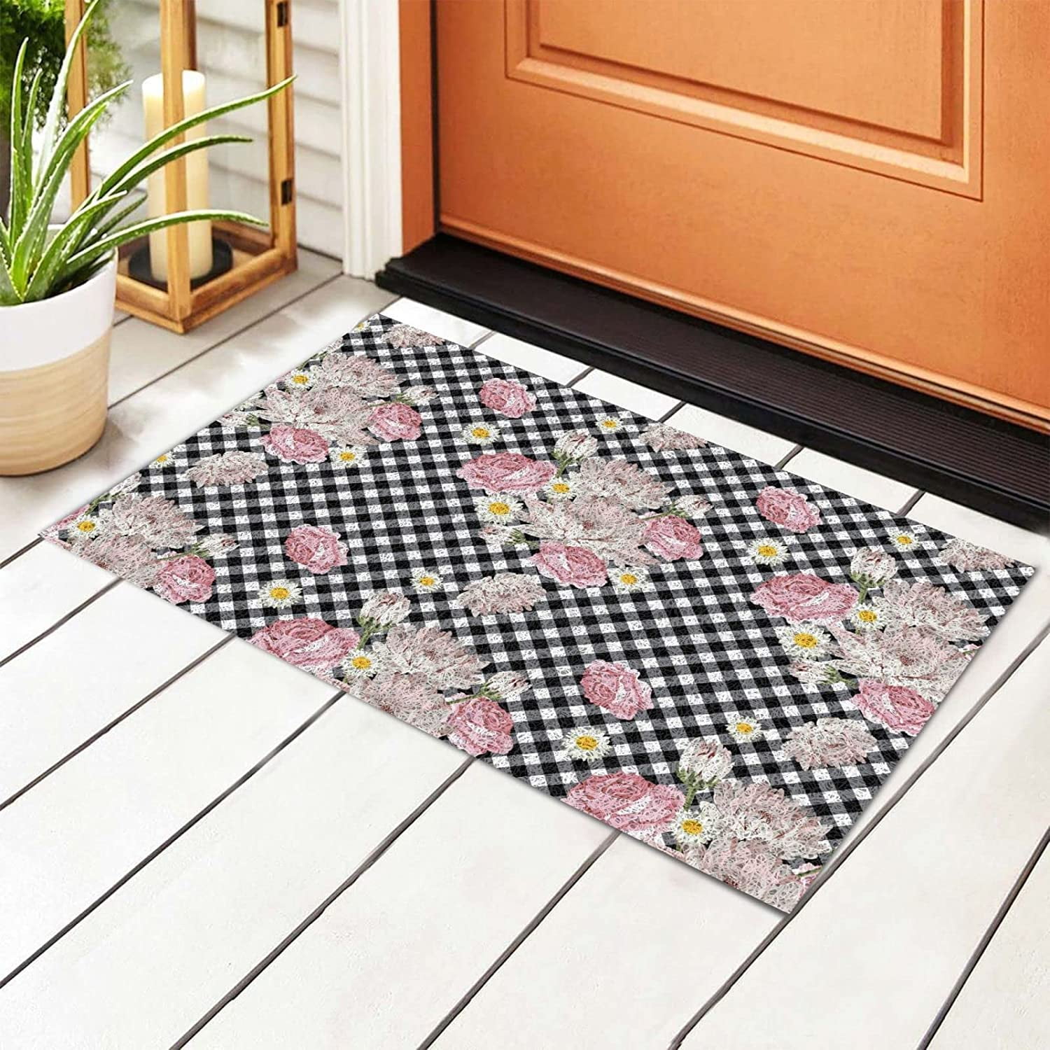 30*17inches Welcome Mats for Front Door Floral (10) Doormat Non-Slip ...
