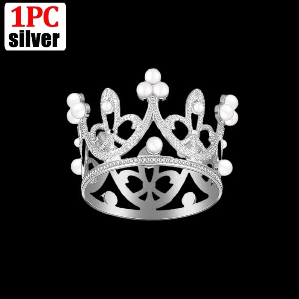 30/1Pcs Mini Crown Cake Decoration Gold Silver Pearl Tiara Crowns for ...