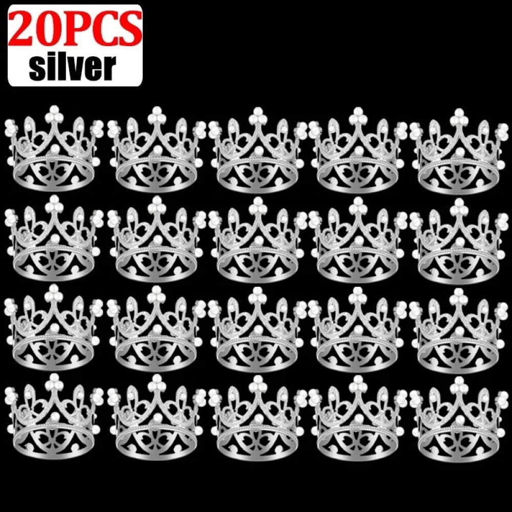 30/1Pcs Mini Crown Cake Decoration Gold Silver Pearl Tiara Crowns for ...