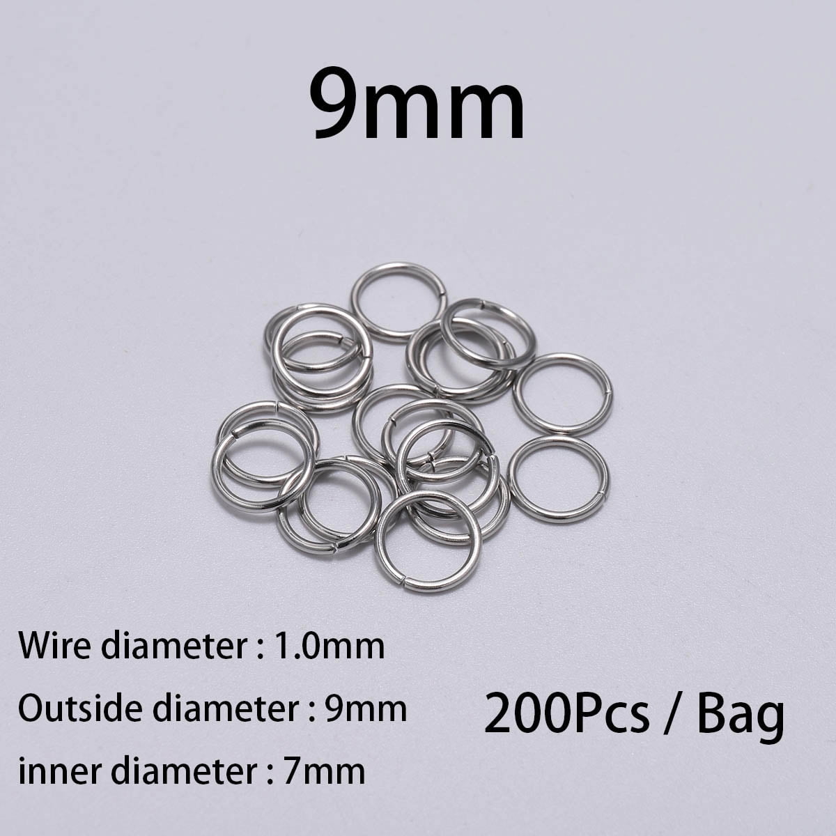 30-200Pcs 3-25mm Stainless Steel Split Ring Open Single Loops Jump ...