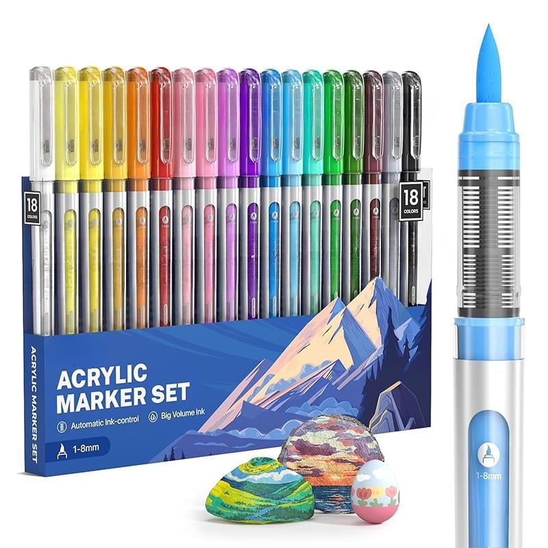 30/24/18 Colors Acrylic Paint Markers Brush Tip, Water Based Paint Pens ...