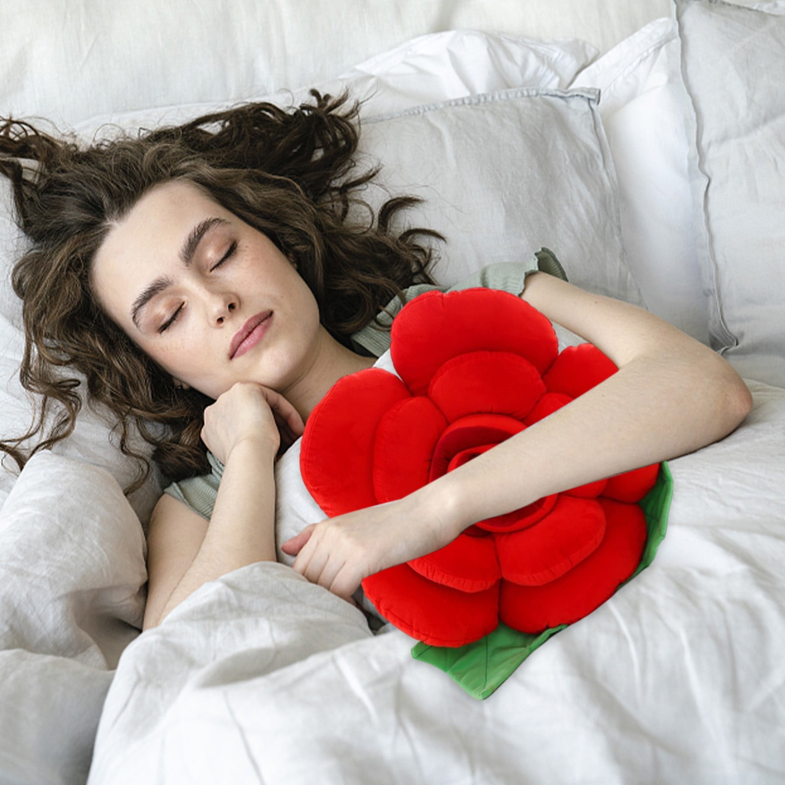 30*30*3cm Red Flower Plush Rose Pillow Cute Decoration Flower Plush ...