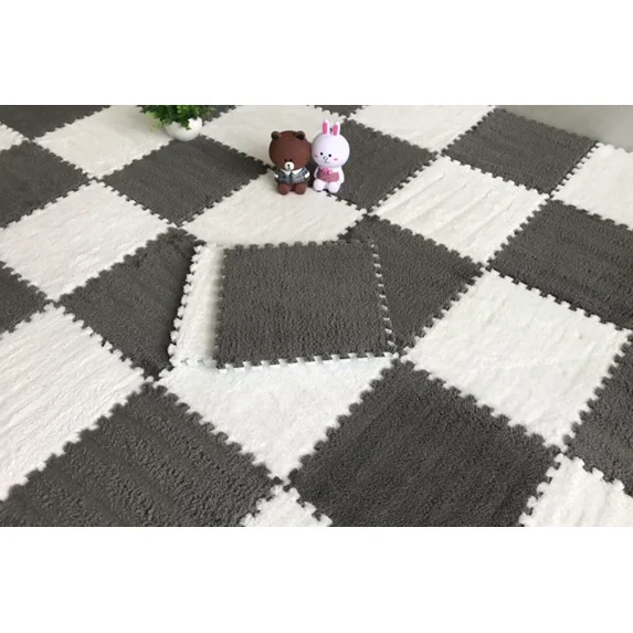 30*30CM Soft Plush Children Kids Rug Play Mat Puzzle Carpet Warm ...