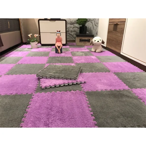 30*30CM Soft Plush Children Kids Rug Play Mat Puzzle Carpet Warm ...