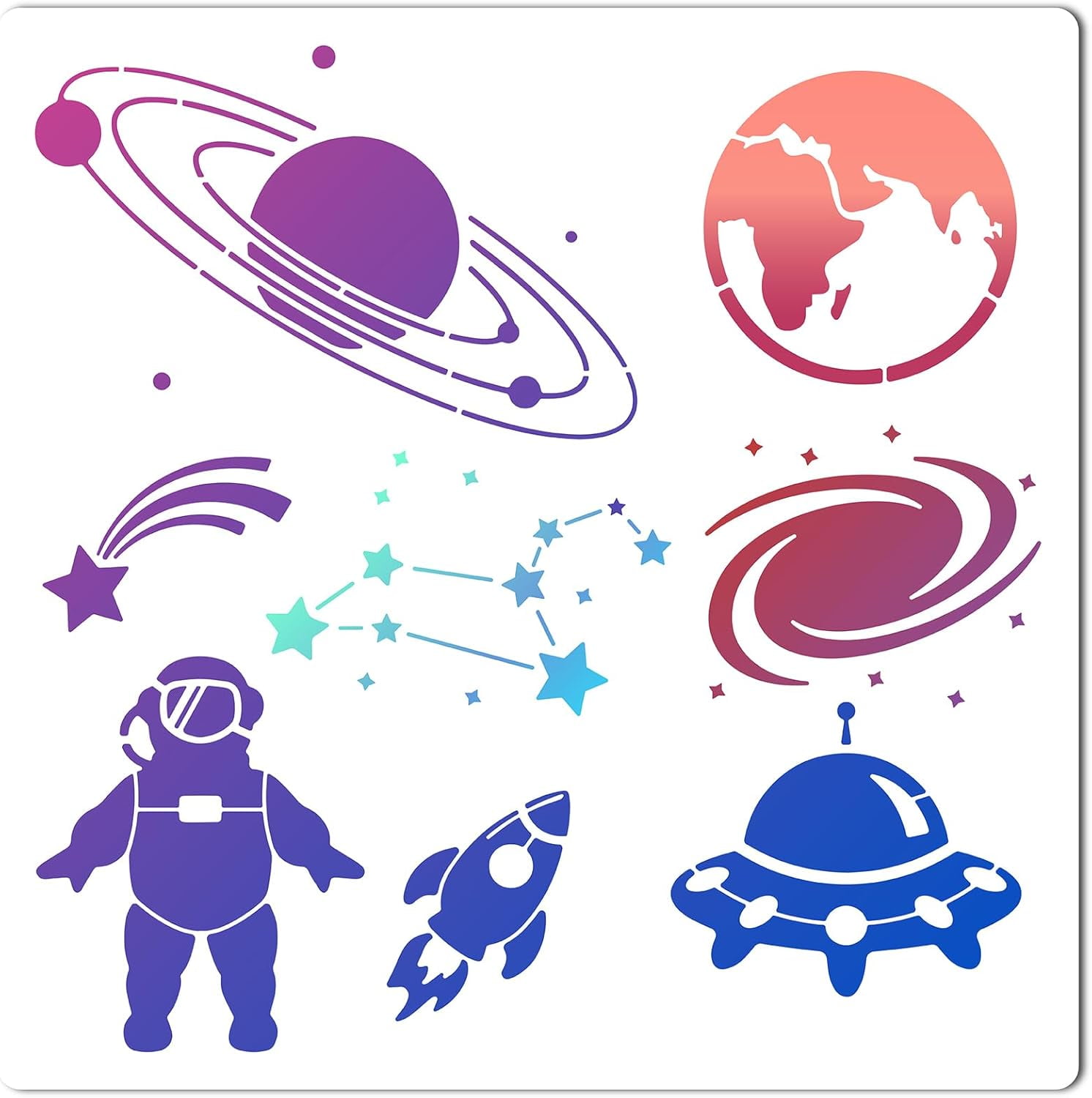30×30cm Solar System Planets Stencil Astronaut Template Outer Space ...