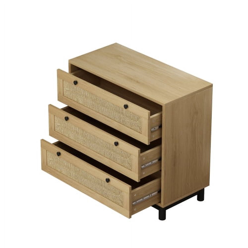 30.31"3-Drawers Storage Cabinet Rope Woven Drawer for Bedroom, Living ...