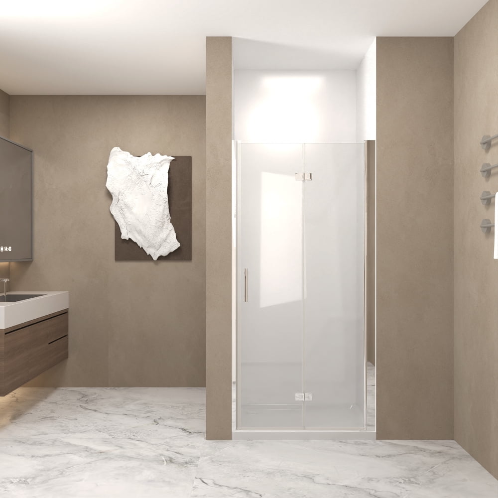 30-31"W x 72"H Bifold Shower Door, 1/4"(6mm) Tempered Glass w ...