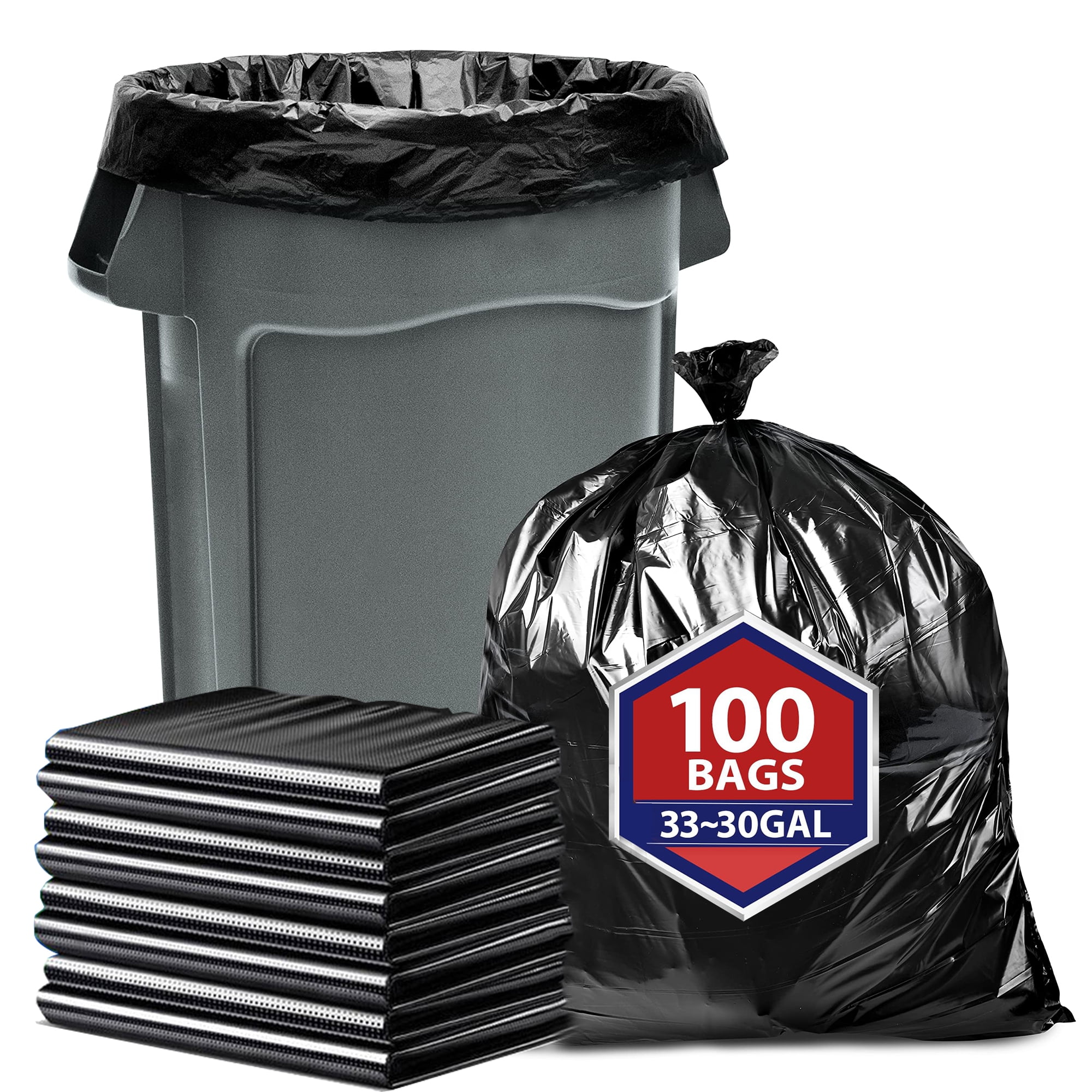 30-33 Gallon Trash Bags Heavy Duty,Large Black Garbage Recycle Bags ...
