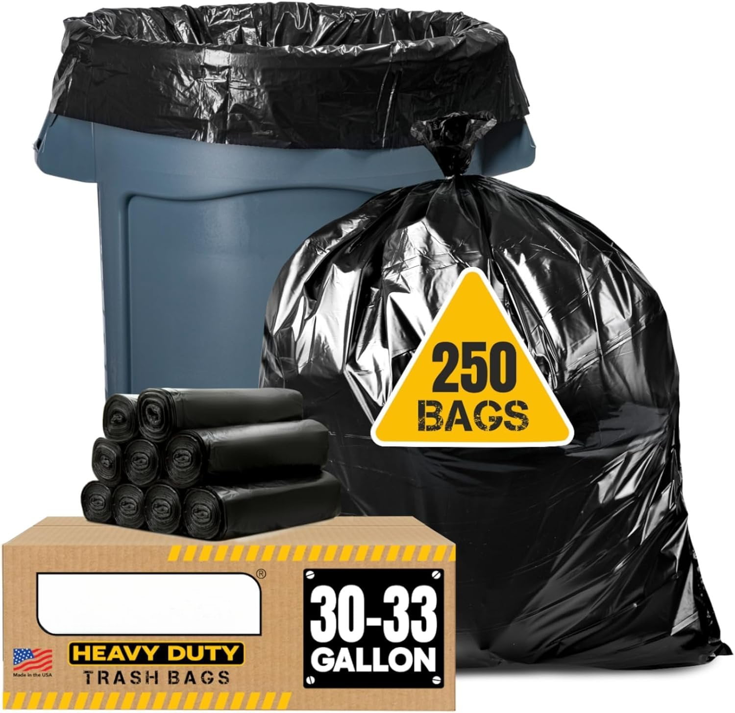 30-33 Gallon Trash Bags Heavy Duty (MegaValue Pack 250 Count) Large ...