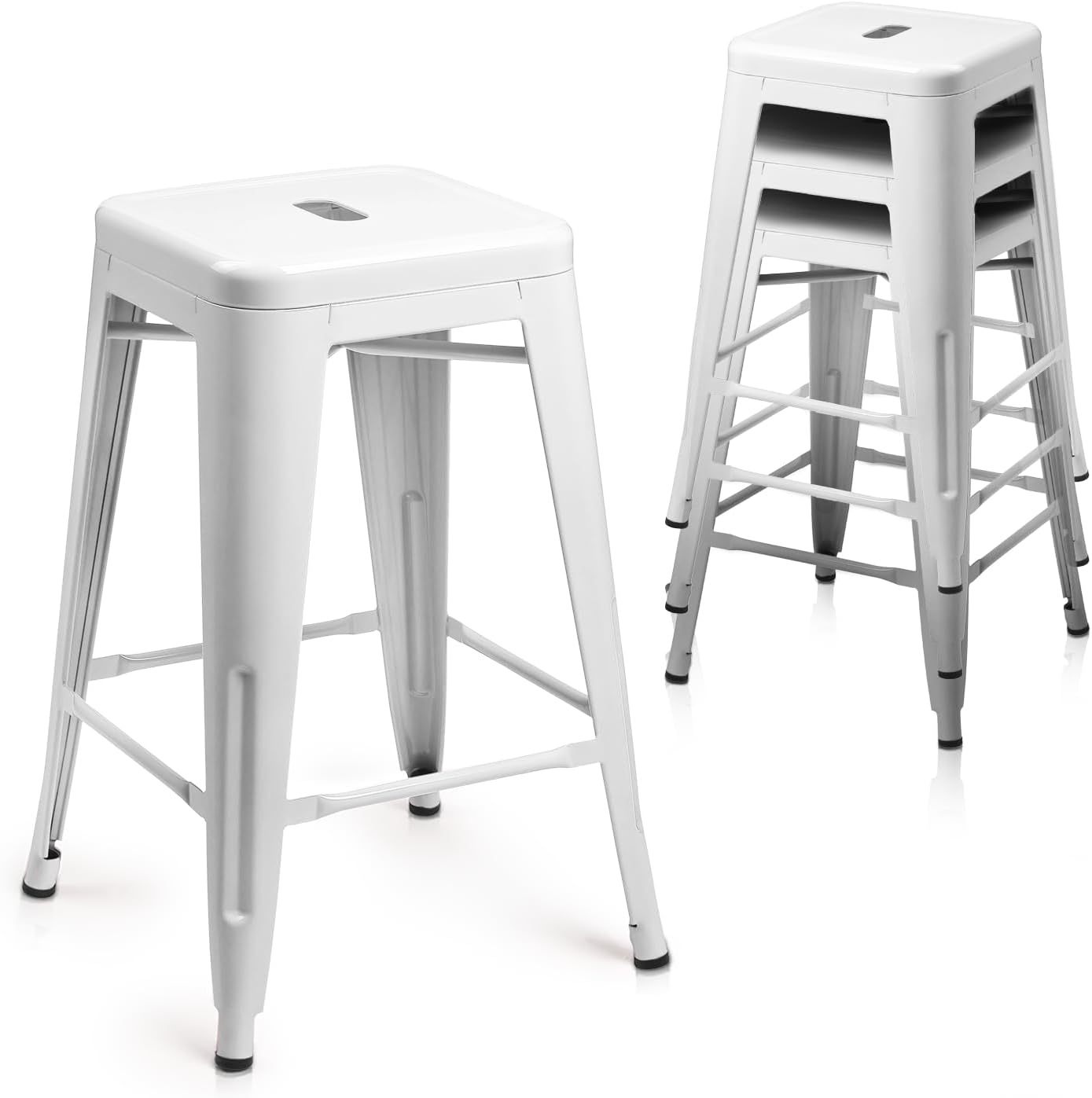 30" Metal Bar Stools Stackable Barstools High Backless Stools for Bar ...