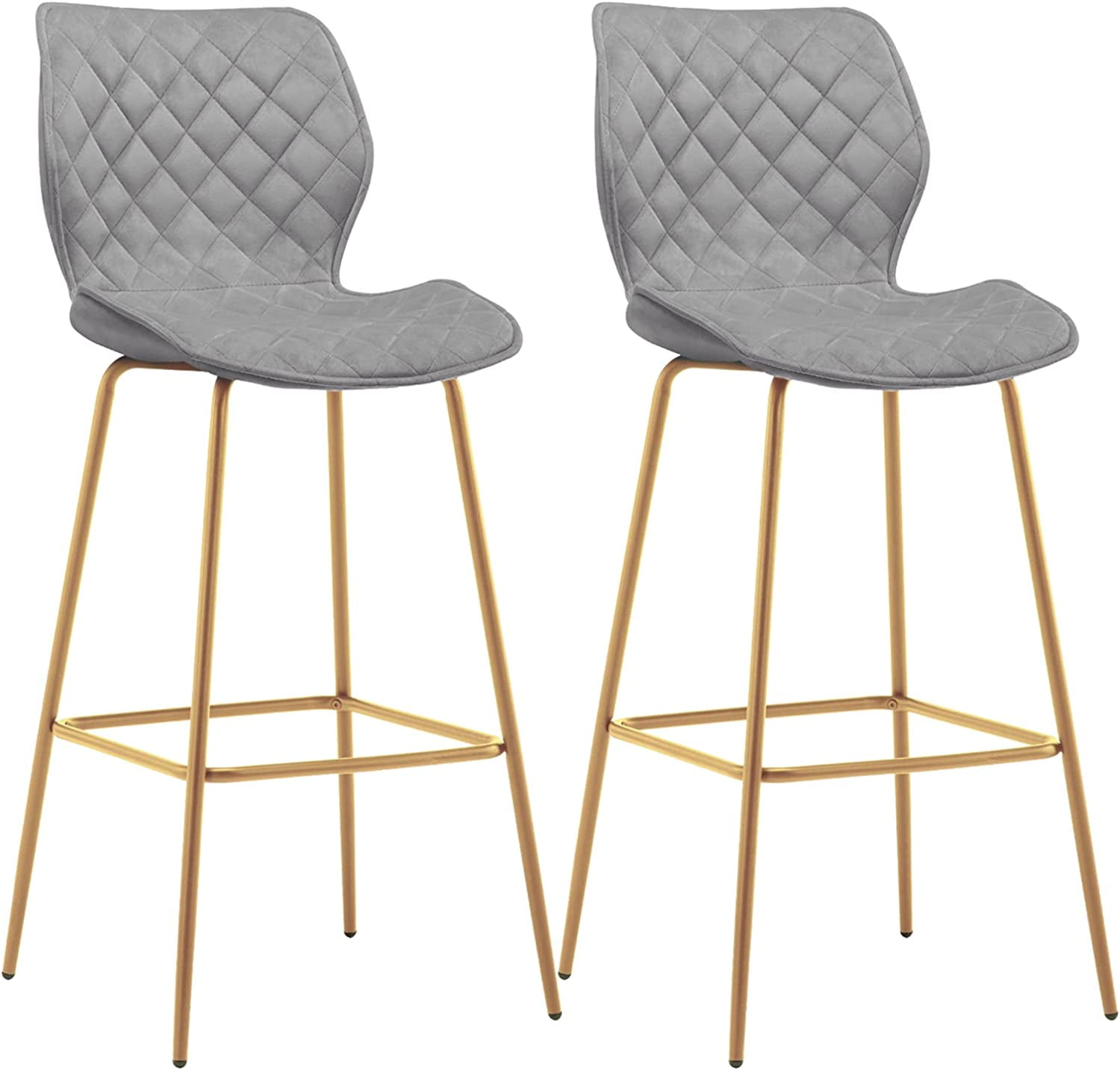 30" Velvet Barstools Bar Stool Upholstered Counter Hight Barstools with ...