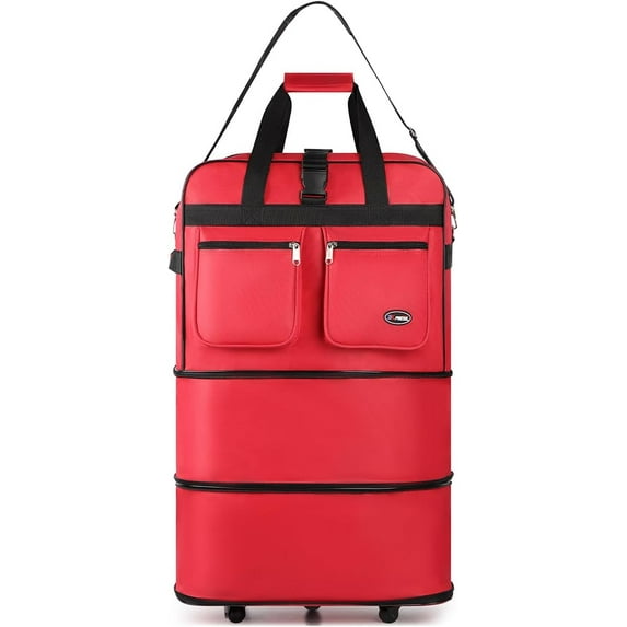 30" 36" 40" Rolling Wheeled Duffel Bag Spinner Luggage Expandable (Red ...