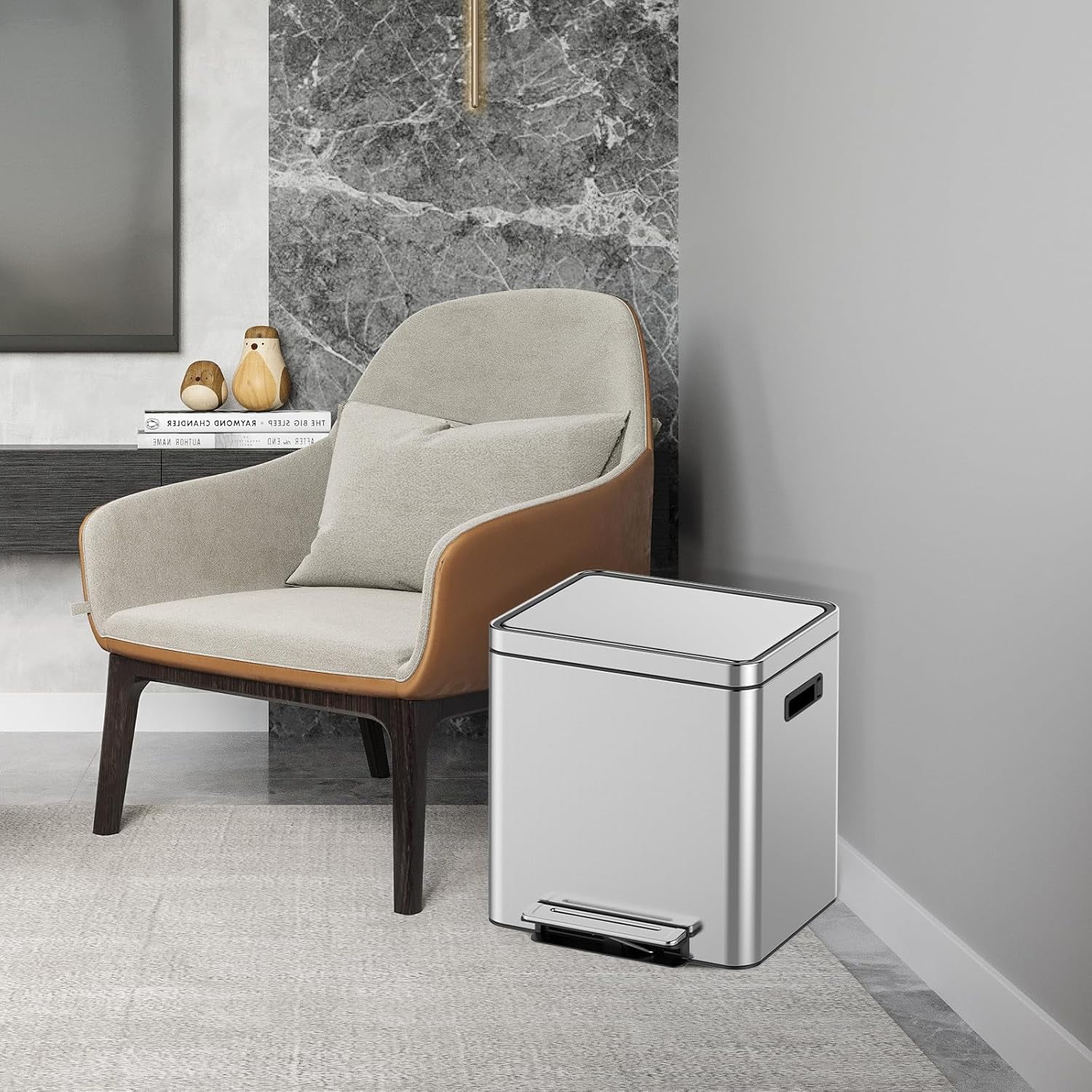 30/36/40L Trash Can with Lid, Rectangular Trash Can, Fingerprint Proof ...