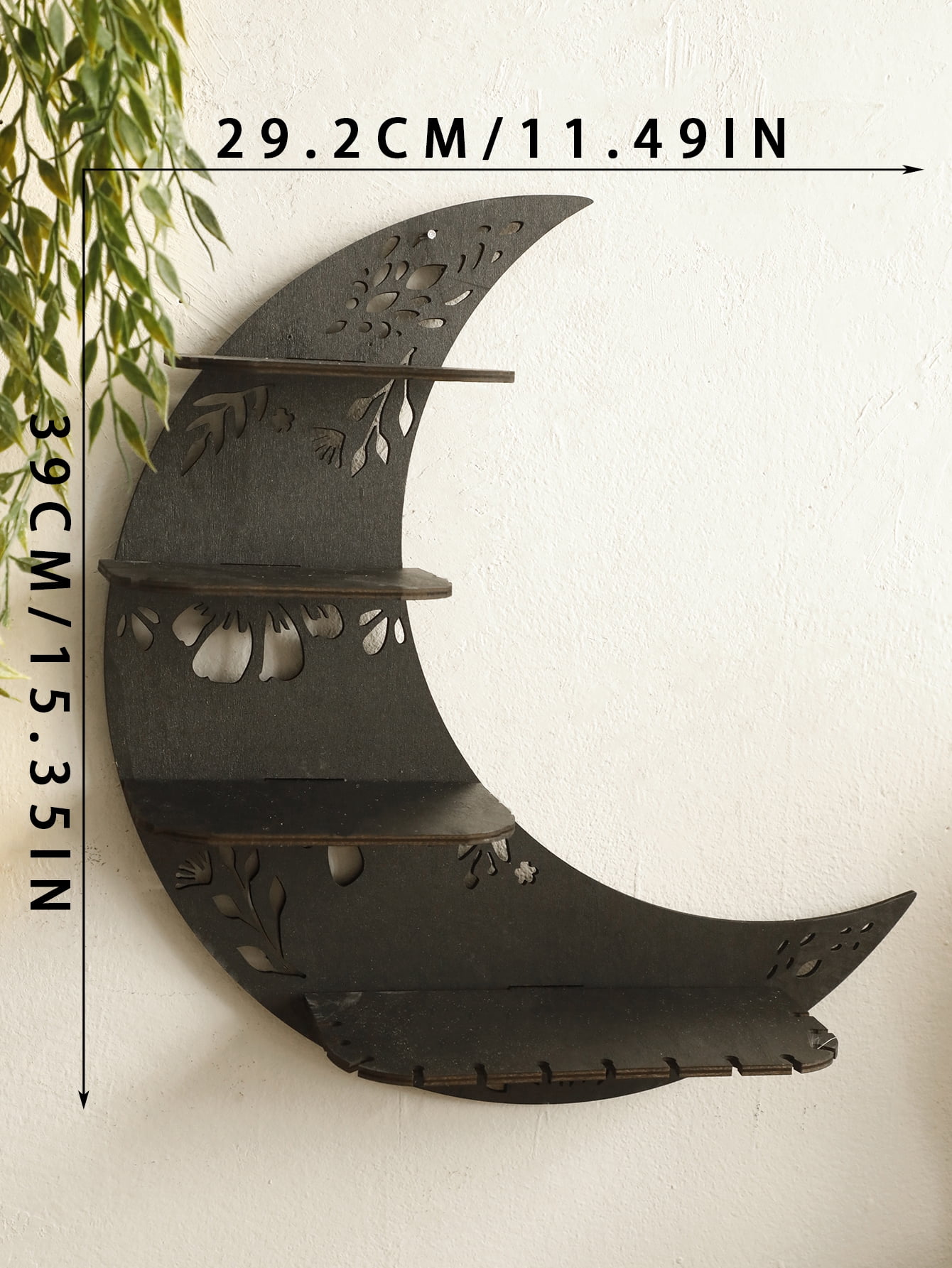 30/39cm Black Moon Wall Shelves 4-tier Wood Floating Wall Shelf Gothic ...