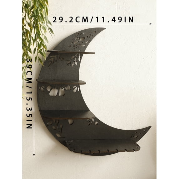 30/39cm Black Moon Wall Shelves 4-tier Wood Floating Wall Shelf Gothic ...