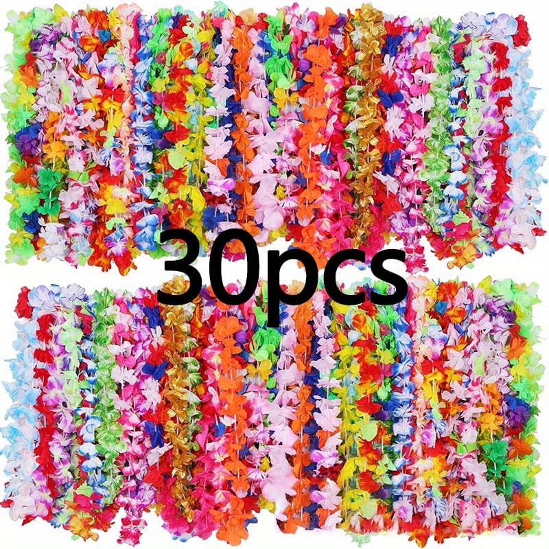 30/40/50/60pcs Hawaiian Lei Flowers - Vibrant Plastic Tropical Leis for ...